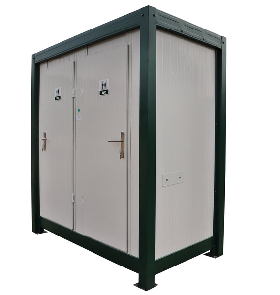 1+1 Prefab Double Mains Toilet Block - Grey & Green – JB Equipment Ltd