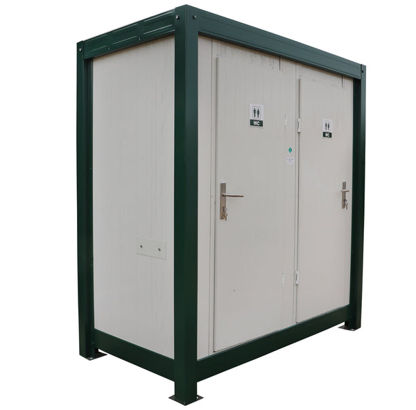 1+1 Prefab Double Mains Toilet Block - Grey & Green – JB Equipment Ltd