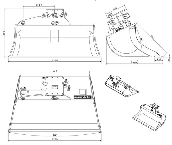 STB-3 Scandinavian HD Excavator Tilting Bucket - 3 to 4 tonne – JB ...