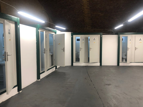 1+1 Prefab Double Mains Toilet Block - Grey & Green – JB Equipment Ltd